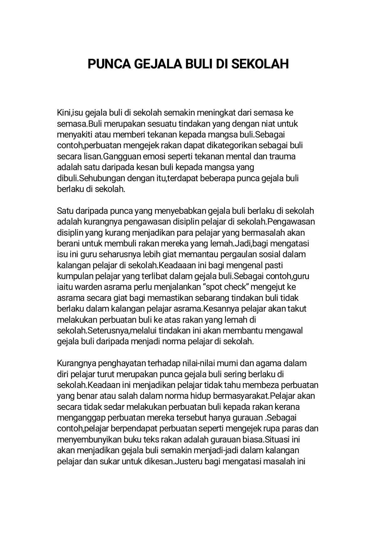 Karang BM Punca Buli - Write by Vicliny - PUNCA GEJALA BULI DI SEKOLAH ...