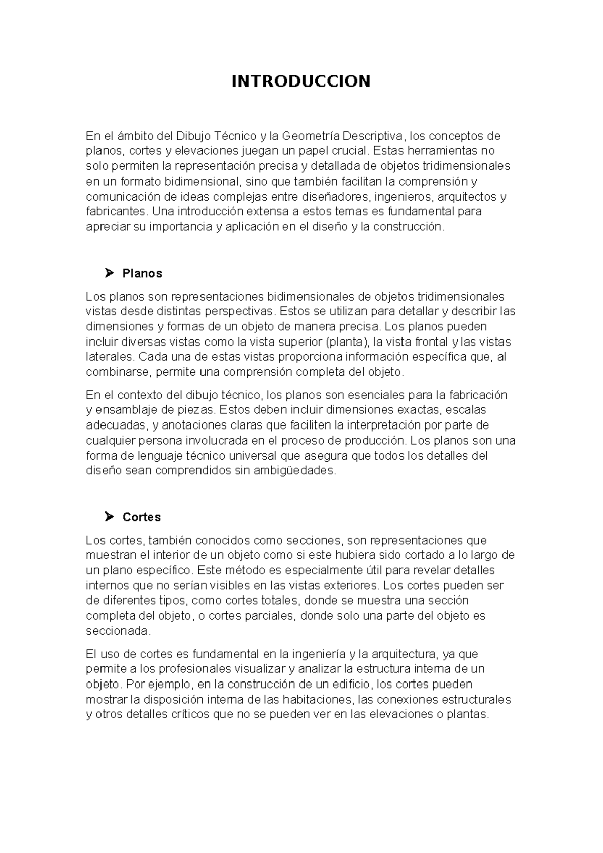Introduccion Planos Cortes Y Elevaciones - INTRODUCCION En el ámbito ...