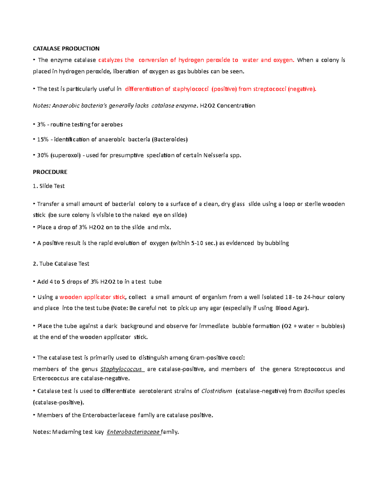 Catalase Production - CATALASE PRODUCTION The enzyme catalase catalyzes ...