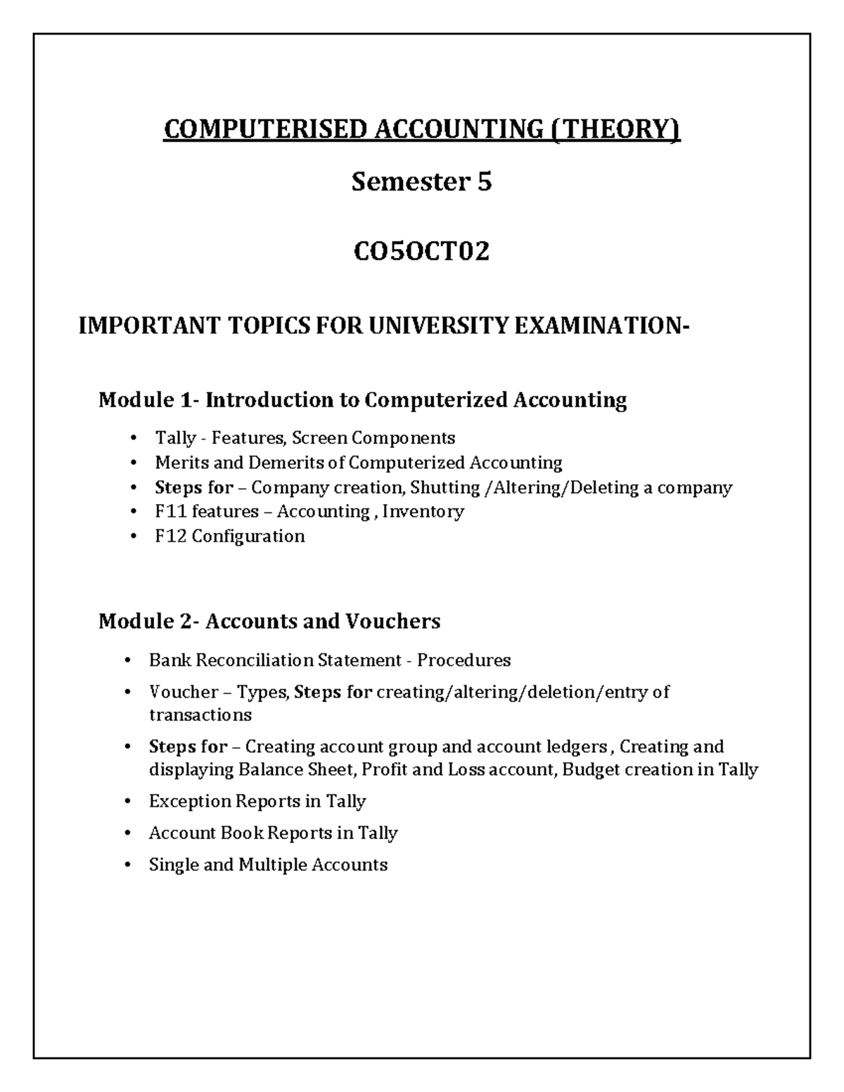Computerised Acc. = Importants - COMPUTERISED ACCOUNTING (THEORY ...