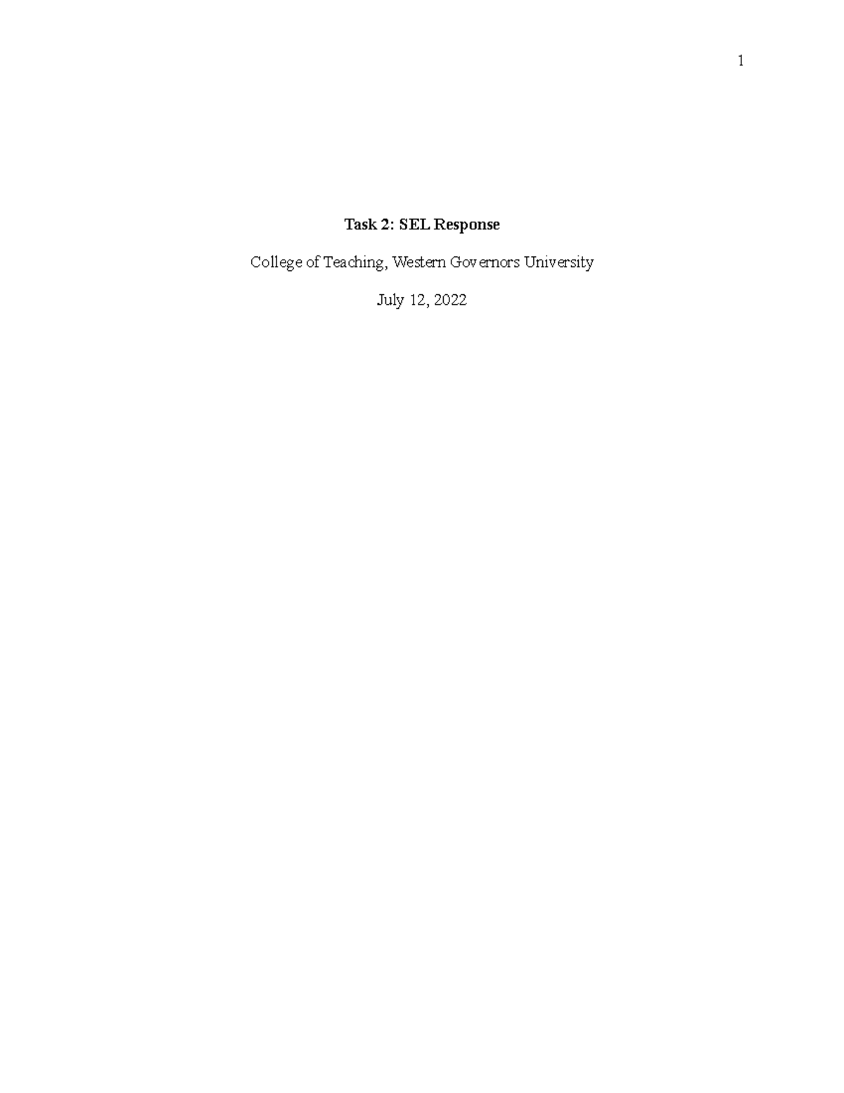 Task 2 SEL Response - Task Completed and Passed - Task 2: SEL Response ...