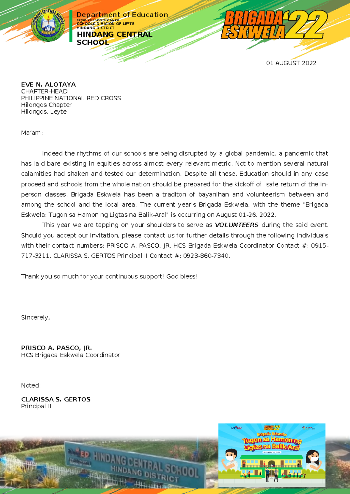 B.E. Letter of Invitation - Region VIII (Eastern Visayas) SCHOOLS ...
