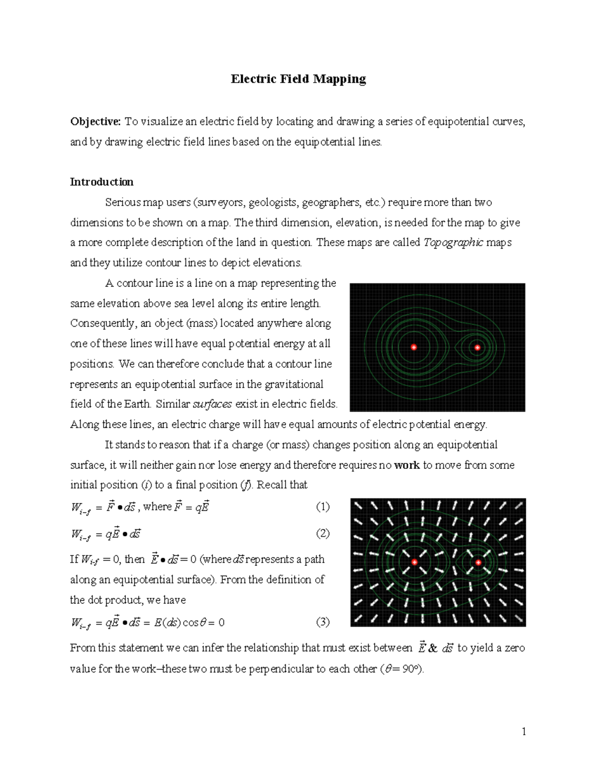 Lab 2 E Field Mapping Electric Field Mapping Objective To Visualize An Electric Field By