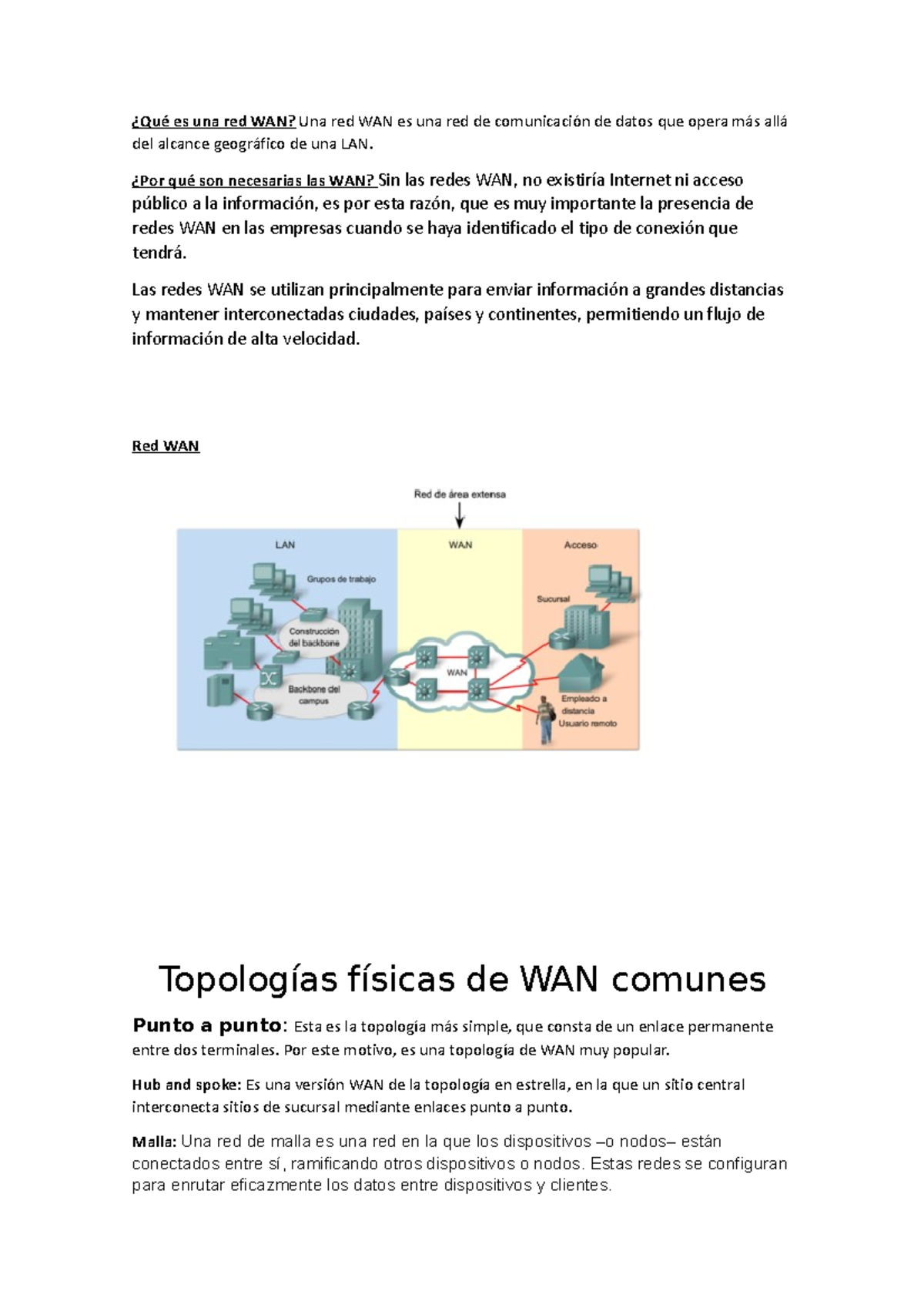 Resumen Primer Modulo Protocolo Redes WAN - ¿Qué es una red WAN? Una ...