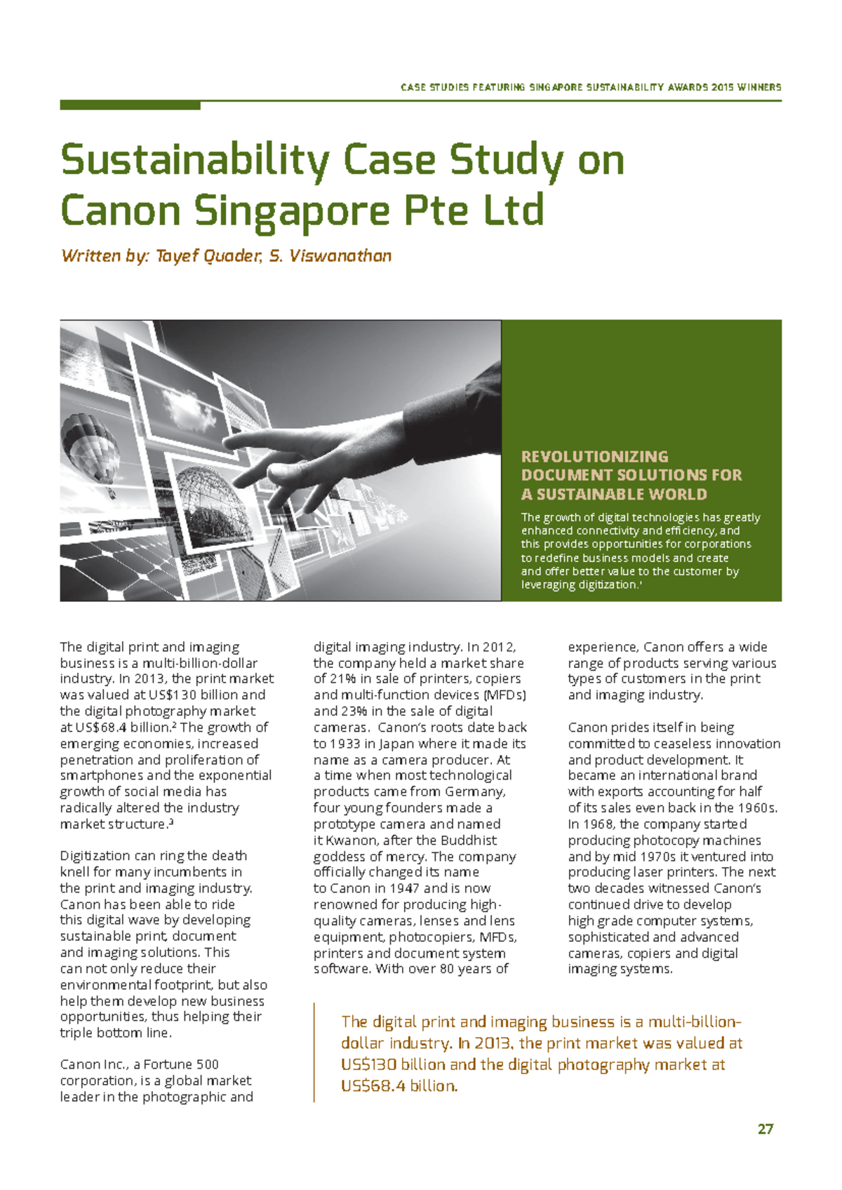 Canon Case study - CaSe StudieS featuring Singapore SuStainability ...