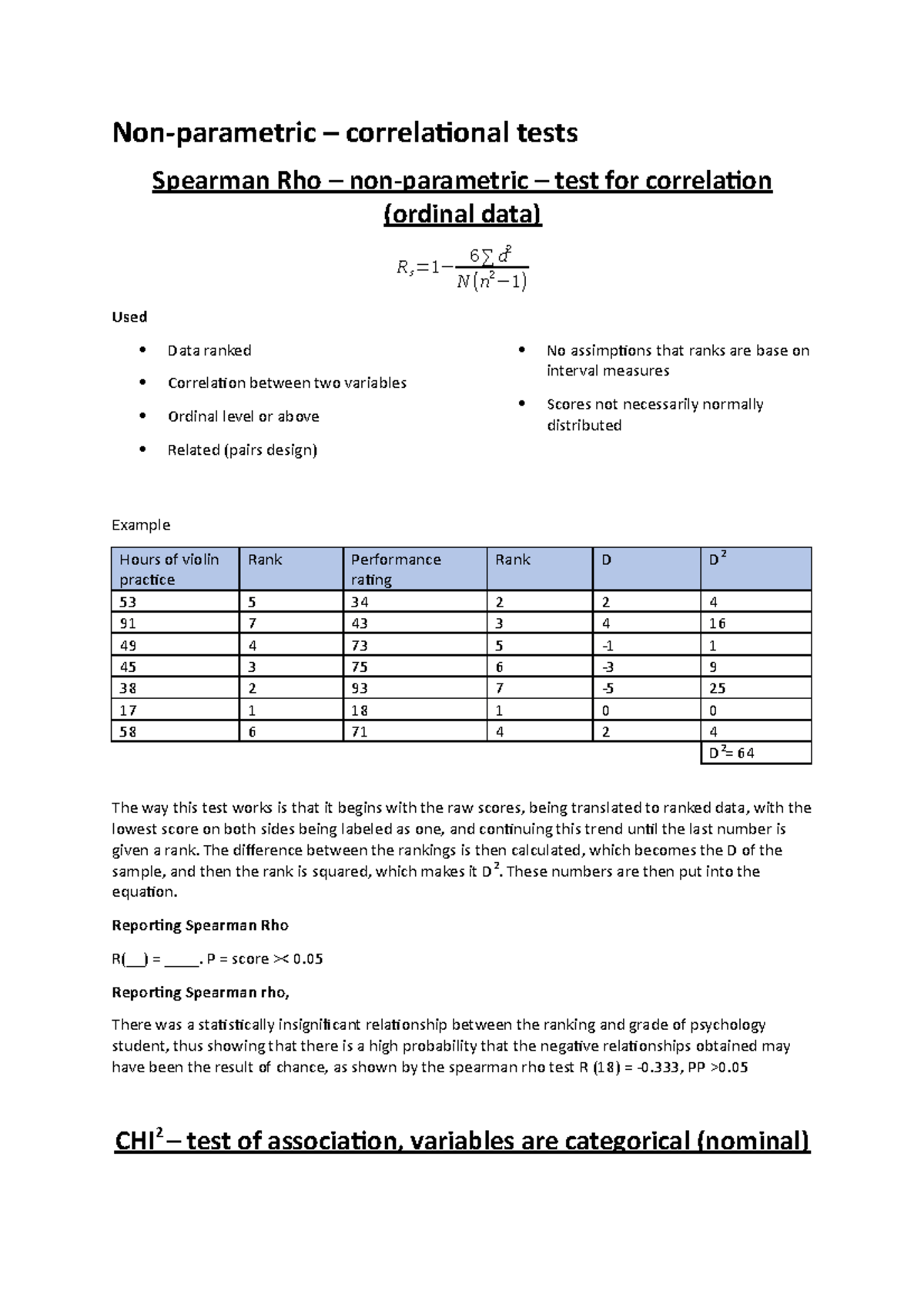 Non-parametric correlational tests - Non-parametric – correlational ...