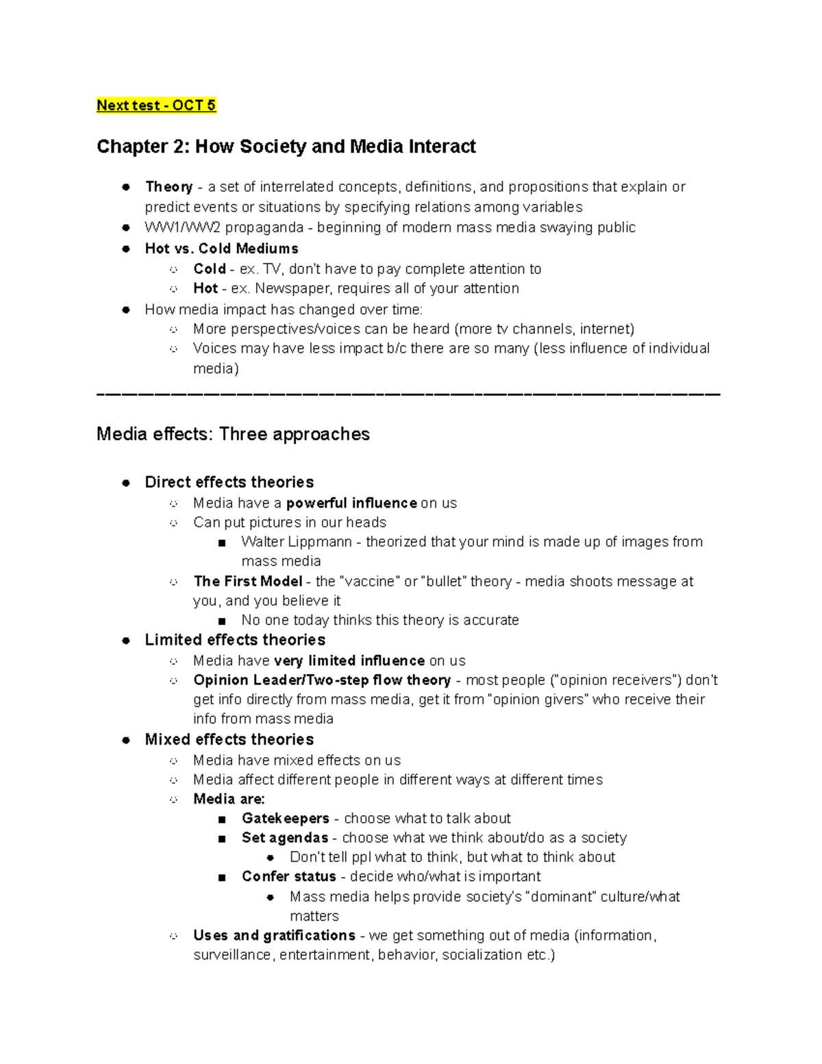 MC - 9 14 17 - Lecture notes 5 - Next test - OCT 5 Chapter 2: How ...