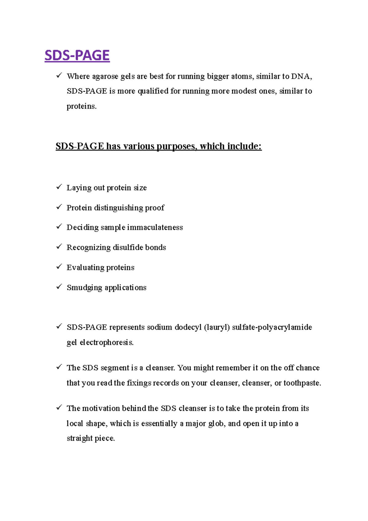 SDS PAGE - useful notes - Where agarose gels are best for running ...