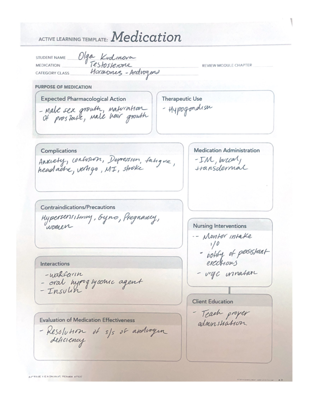 drug templates pahrmocology - NUR 340 - Studocu
