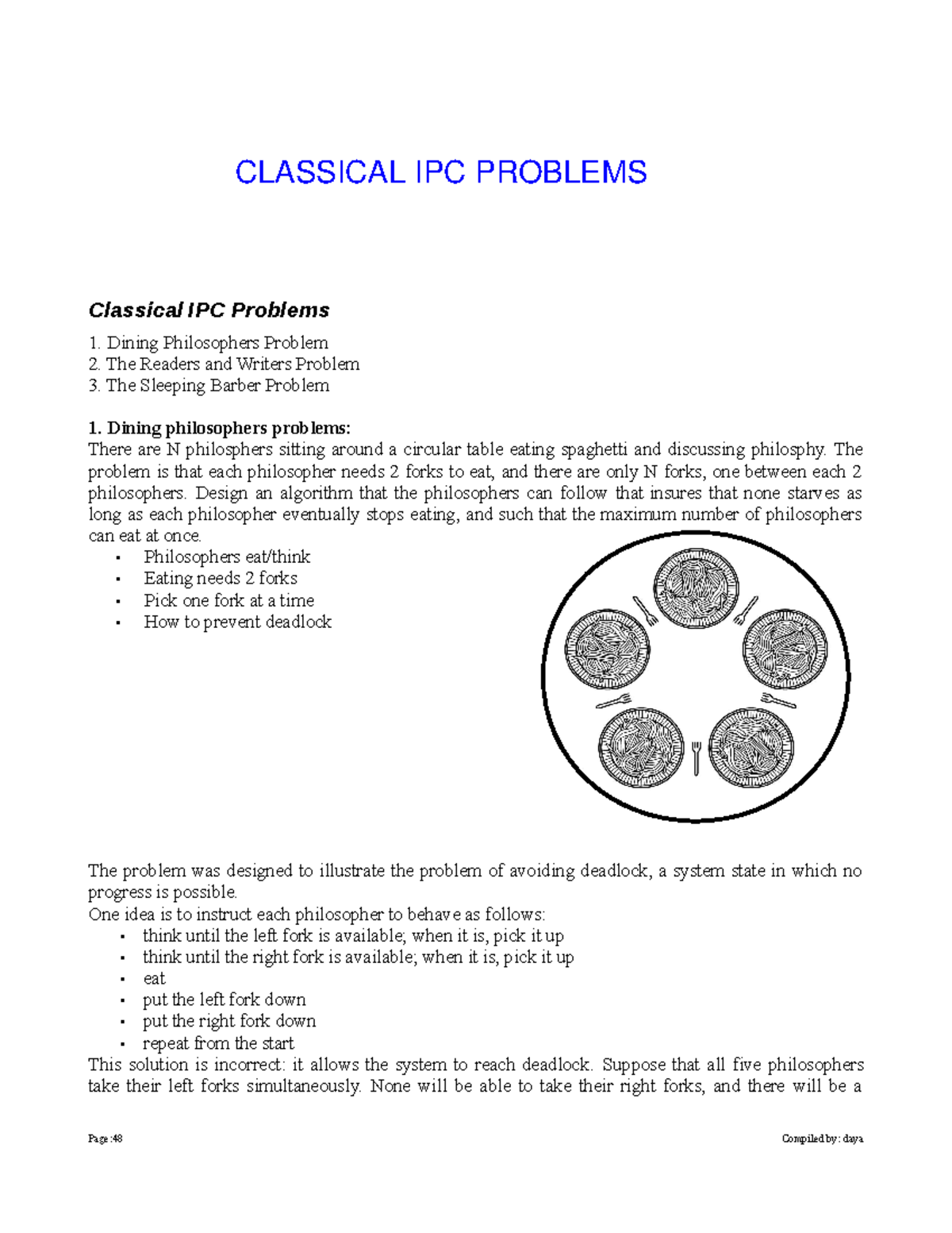 Classical IPC Problems - Classical IPC Problems Dining Philosophers Problem The Readers and ...