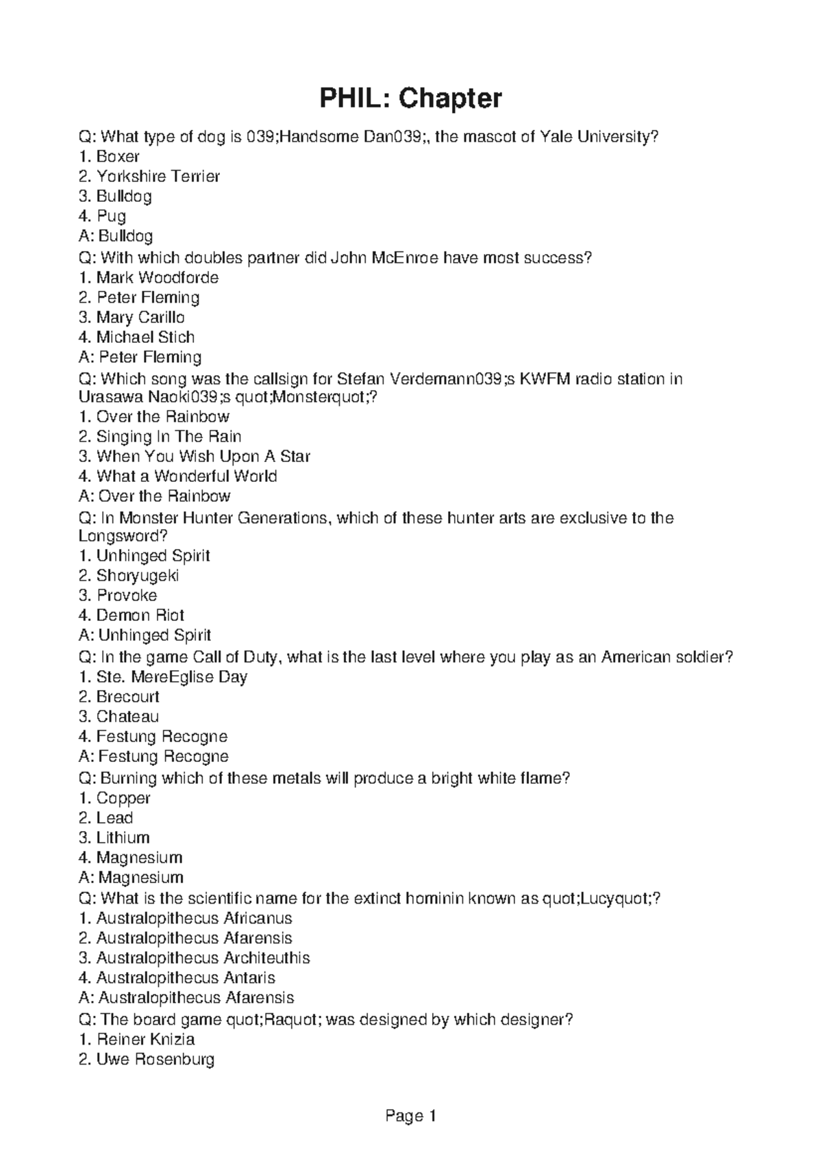 PHIL220 Worksheet 6 - PHIL: Chapter Q: What type of dog is 039;Handsome ...