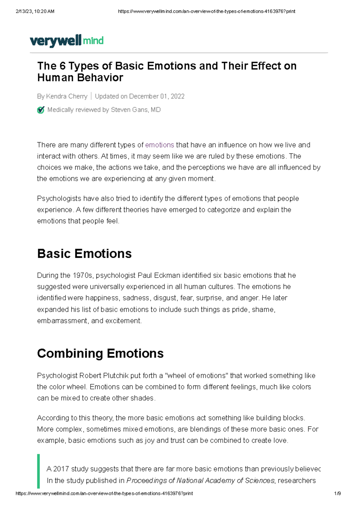 Types of Emotions- Mod-2 - The 6 Types of Basic Emotions and Their ...
