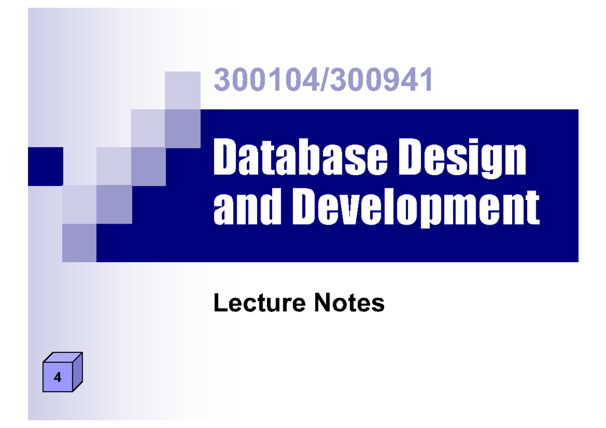 Dd4model - Lecture notes 5 - Database Design and Development Lecture ...