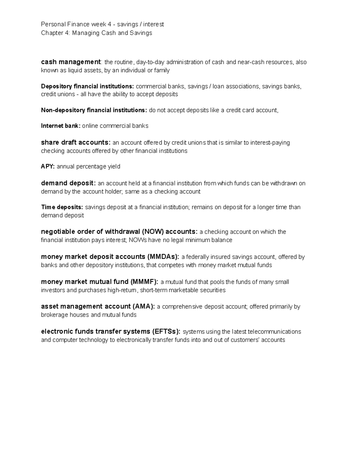 Personal Finance week 4 - Studocu
