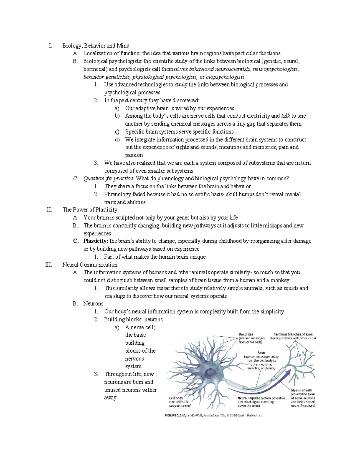 Chapter 2 the biology of mind - I. Biology, Behavior and Mind A ...