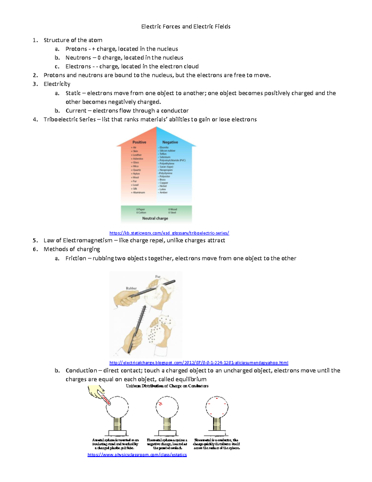 Electric Forces and Electric Fields - Studocu