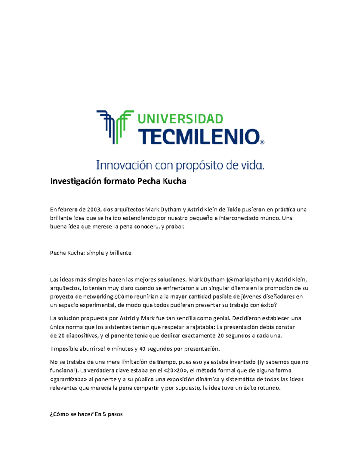 Comunicacion Efectiva - Investigación formato Pecha Kucha En febrero de ...