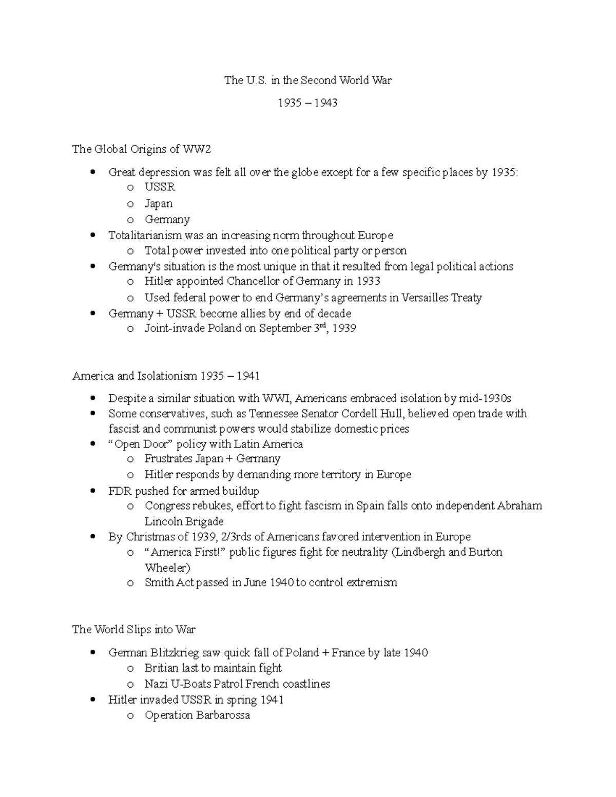 Hst notes 3 - The U. in the Second World War 1935 – 1943 The Global ...