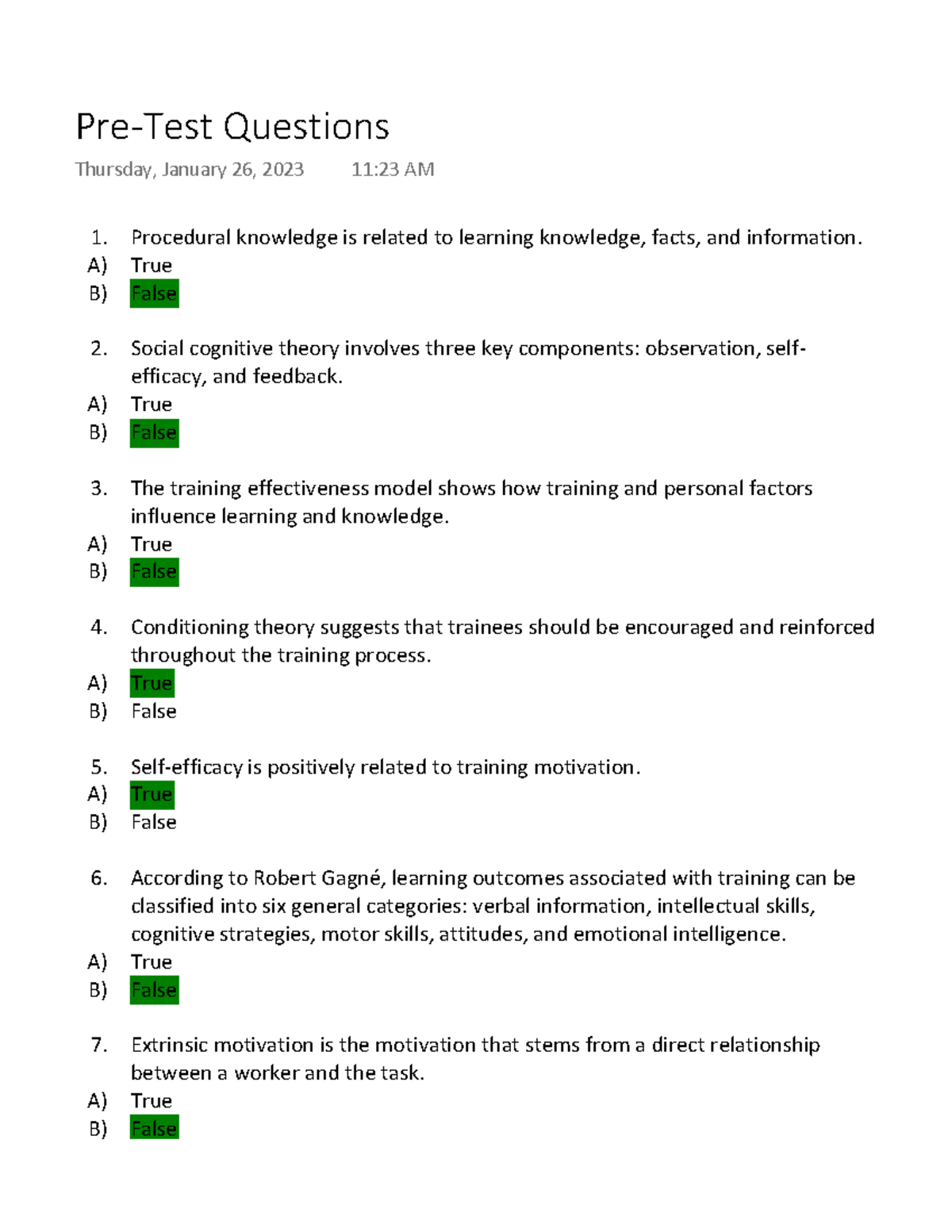 Lesson 4 - Pre-test - Questions and answers to Pre-Test Lesson 4 ...