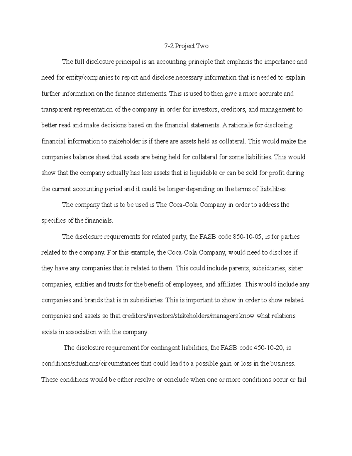 ACC 318 7-2 Project Two - Assignment - 7-2 Project Two The full disclosure principal is an - Studocu