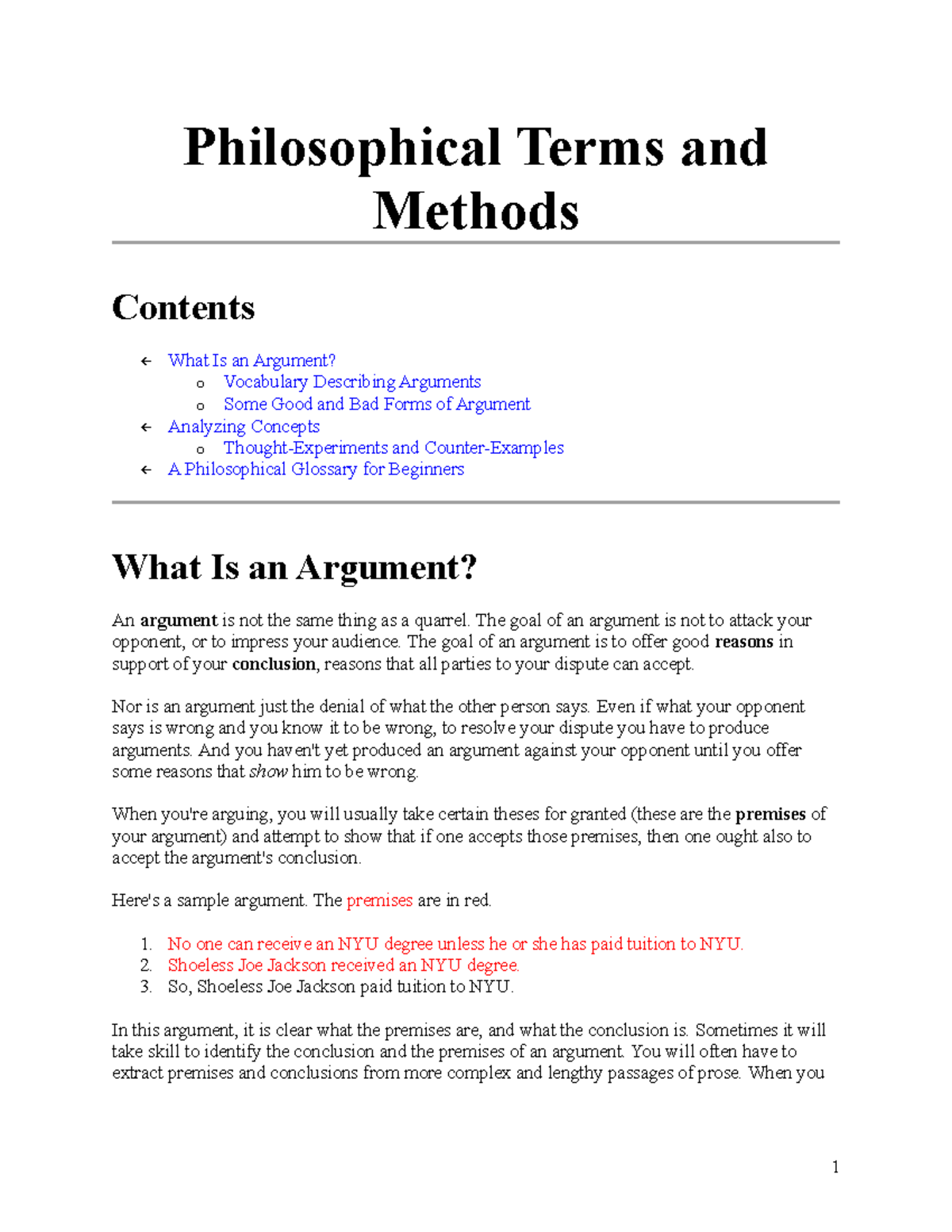 1 Pryor Philosophical Terms and Methods - Philosophical Terms and ...