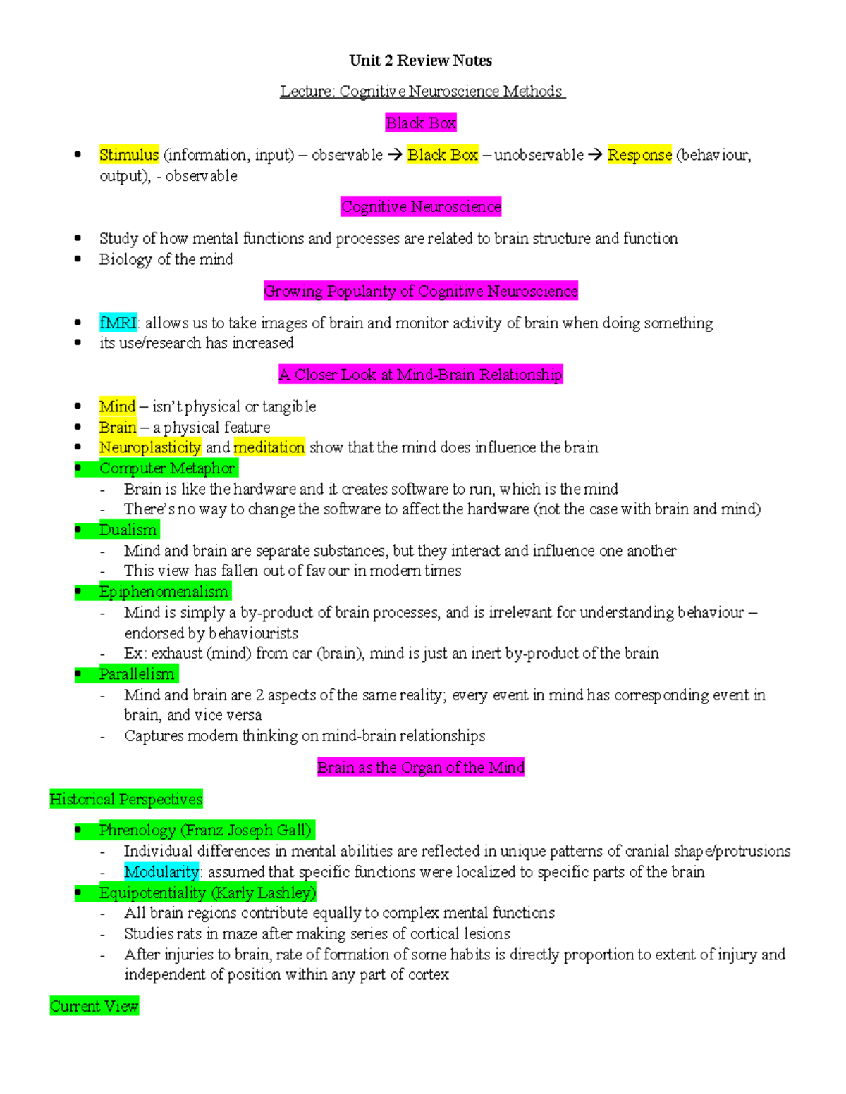 Unit 2 Review Notes - summary of unit 2 material - Unit 2 Review Notes ...