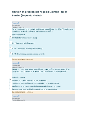Gestión en procesos de negocio Examen Segundo Parcial - Gestión en procesos de negocio Examen ...