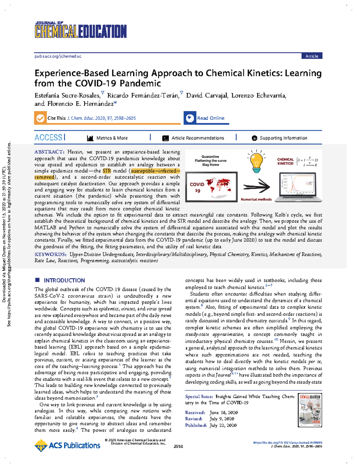 Acs - article to read in class - Experience-Based Learning Approach to ...
