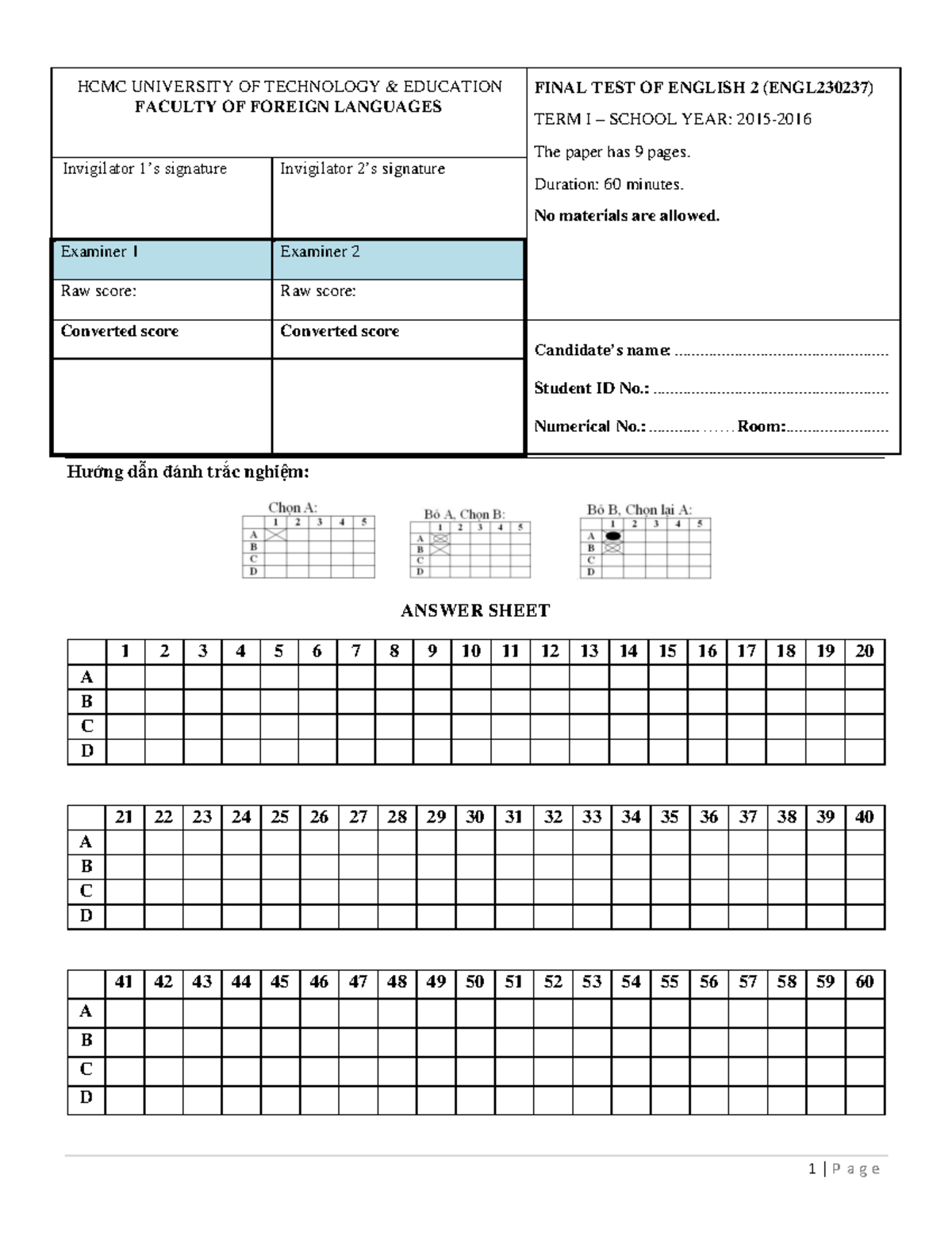 Final test - AV2 - 2015 - official - HCMC UNIVERSITY OF TECHNOLOGY ...