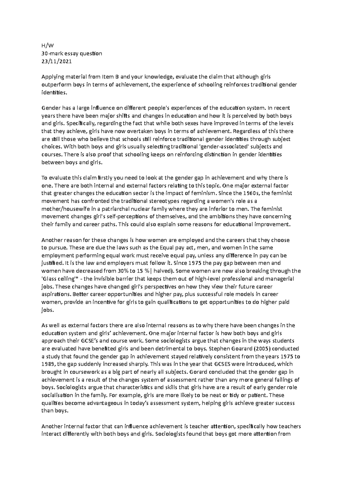 30 mark essay-1 (Auto Recovered) - H/W 30-mark essay question 23/11 ...