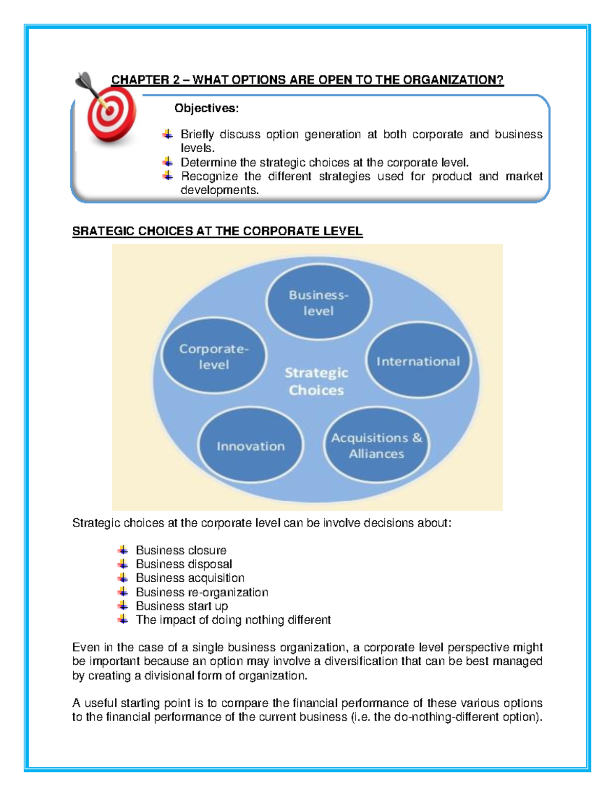 Module - Chapter 2 THE Second BIG Question - WHAT Options ARE OPEN TO ...
