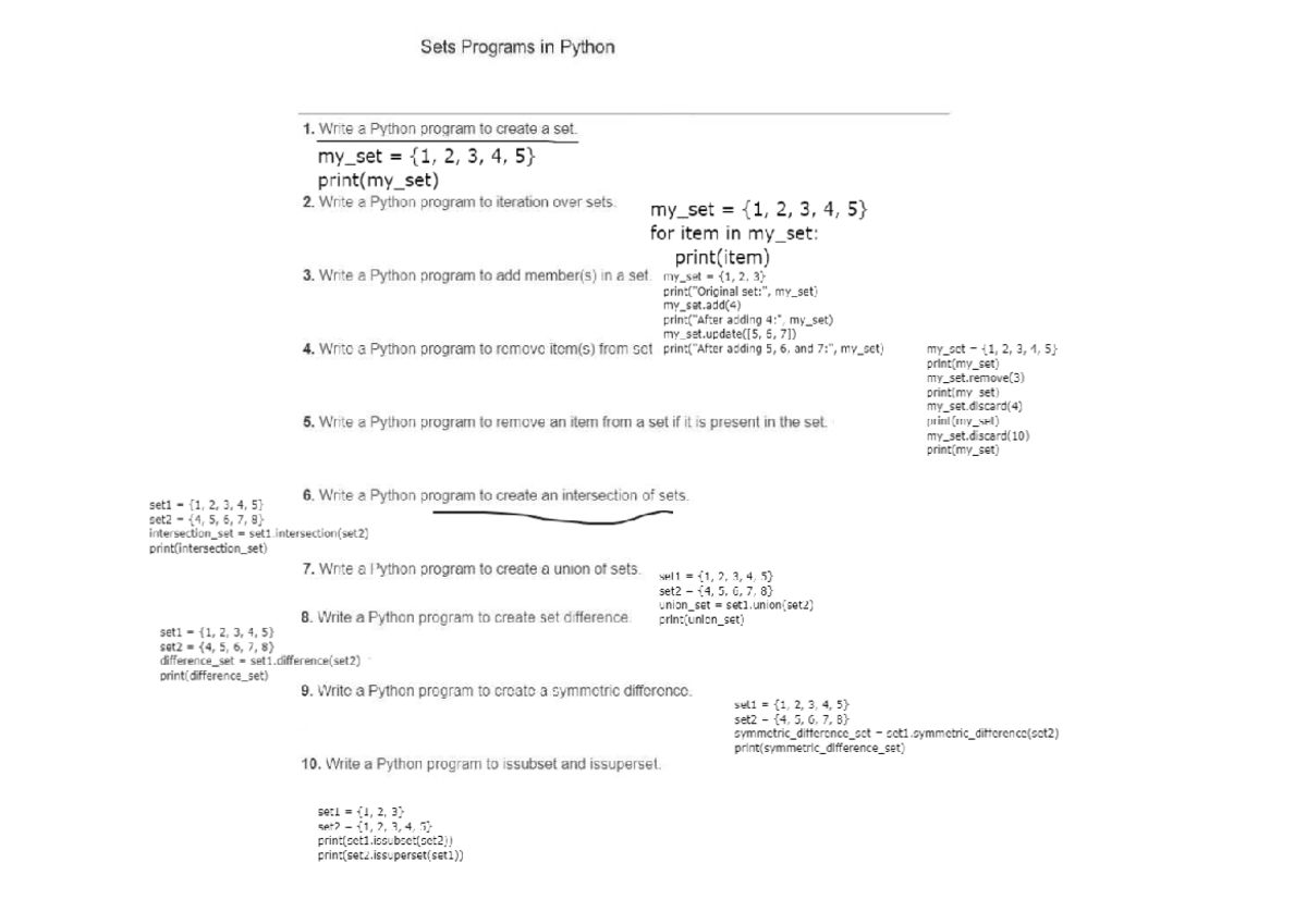 Sets program in python - These are my notes and understanding on this ...