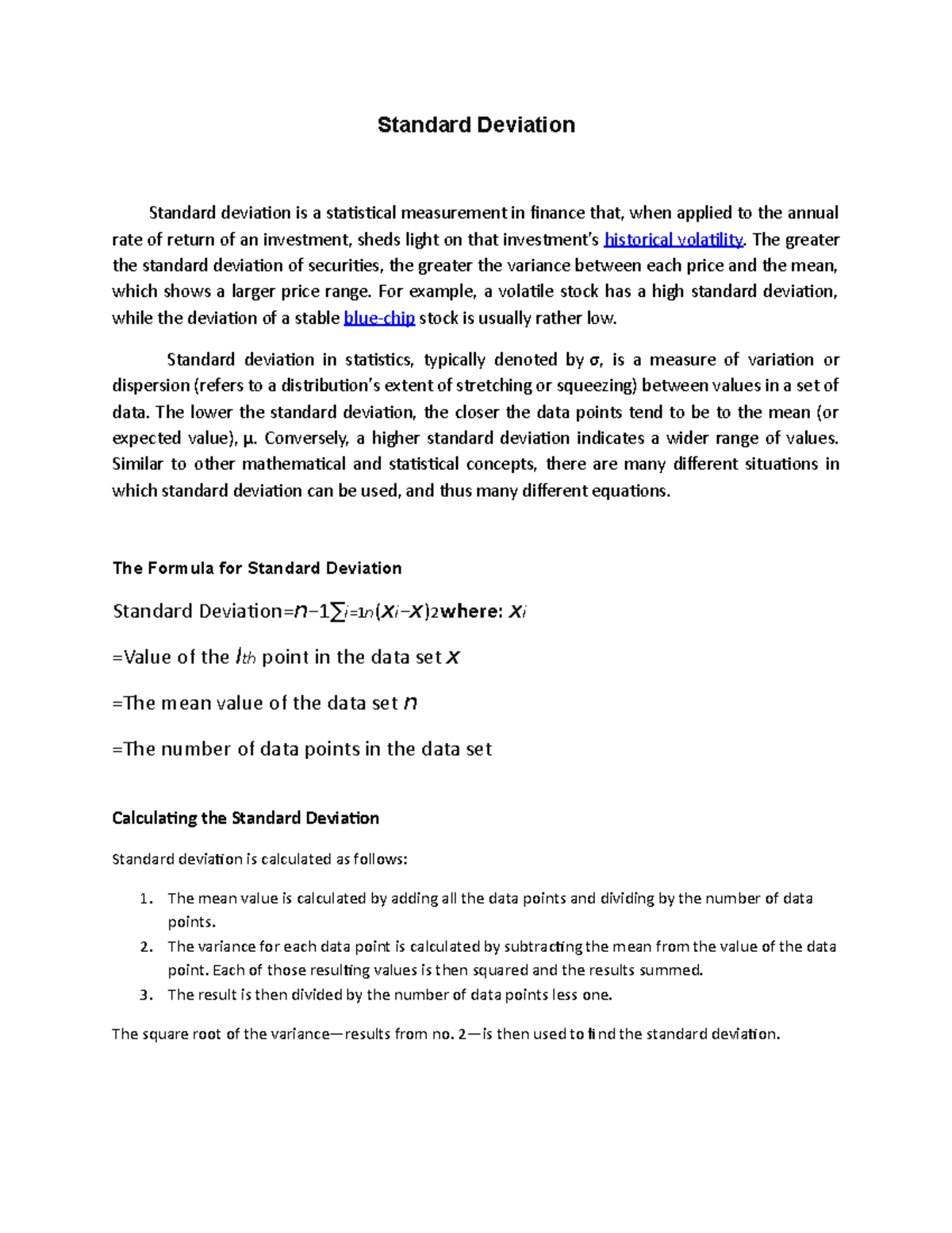 Standard Deviation - Standard Deviation Standard deviation is a ...