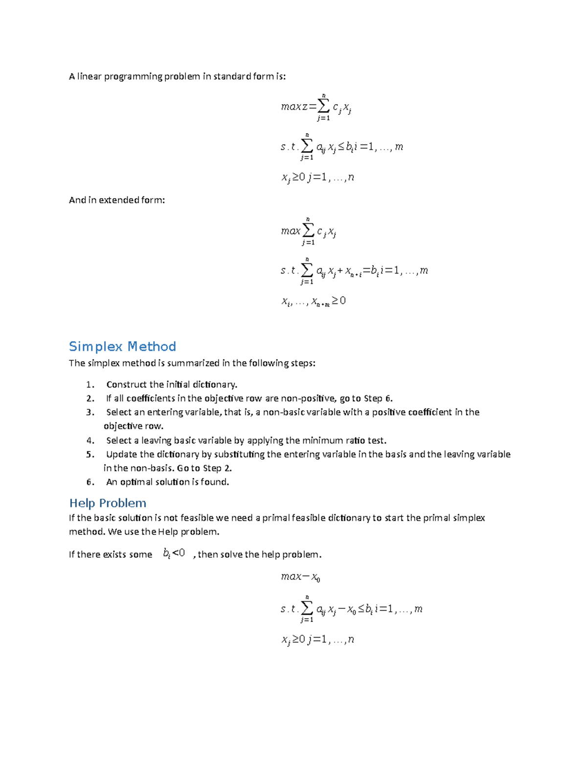 Samenvatting - compleet - A linear programming problem in standard form ...