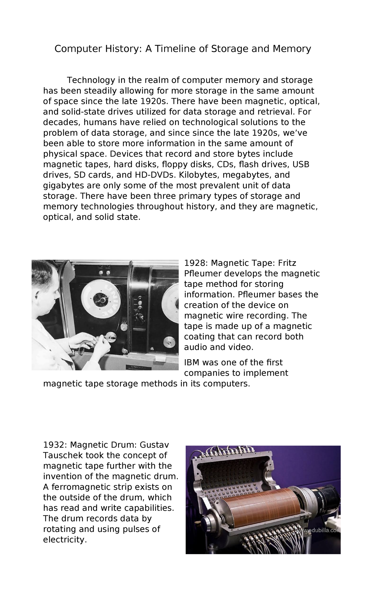 Timeline OF Storage AND Memory - Computer History: A Timeline of ...