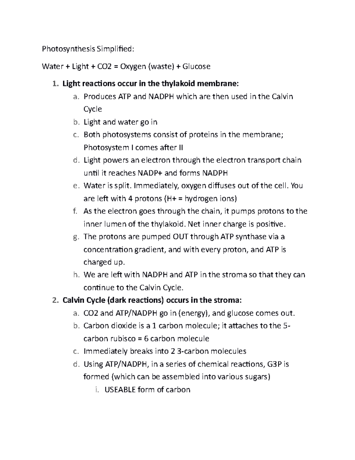 Photosynthesis Simplified Review - Photosynthesis Simplified: Water ...