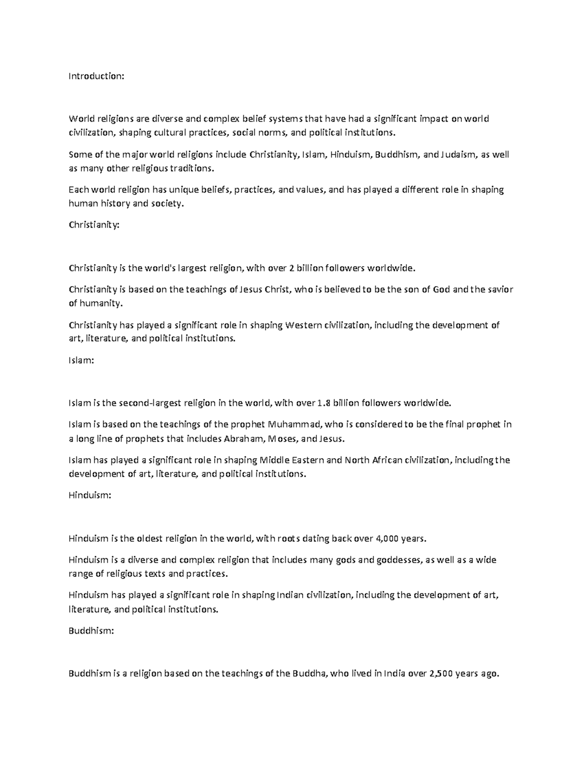 Worldciv - Introduction: World religions are diverse and complex belief ...