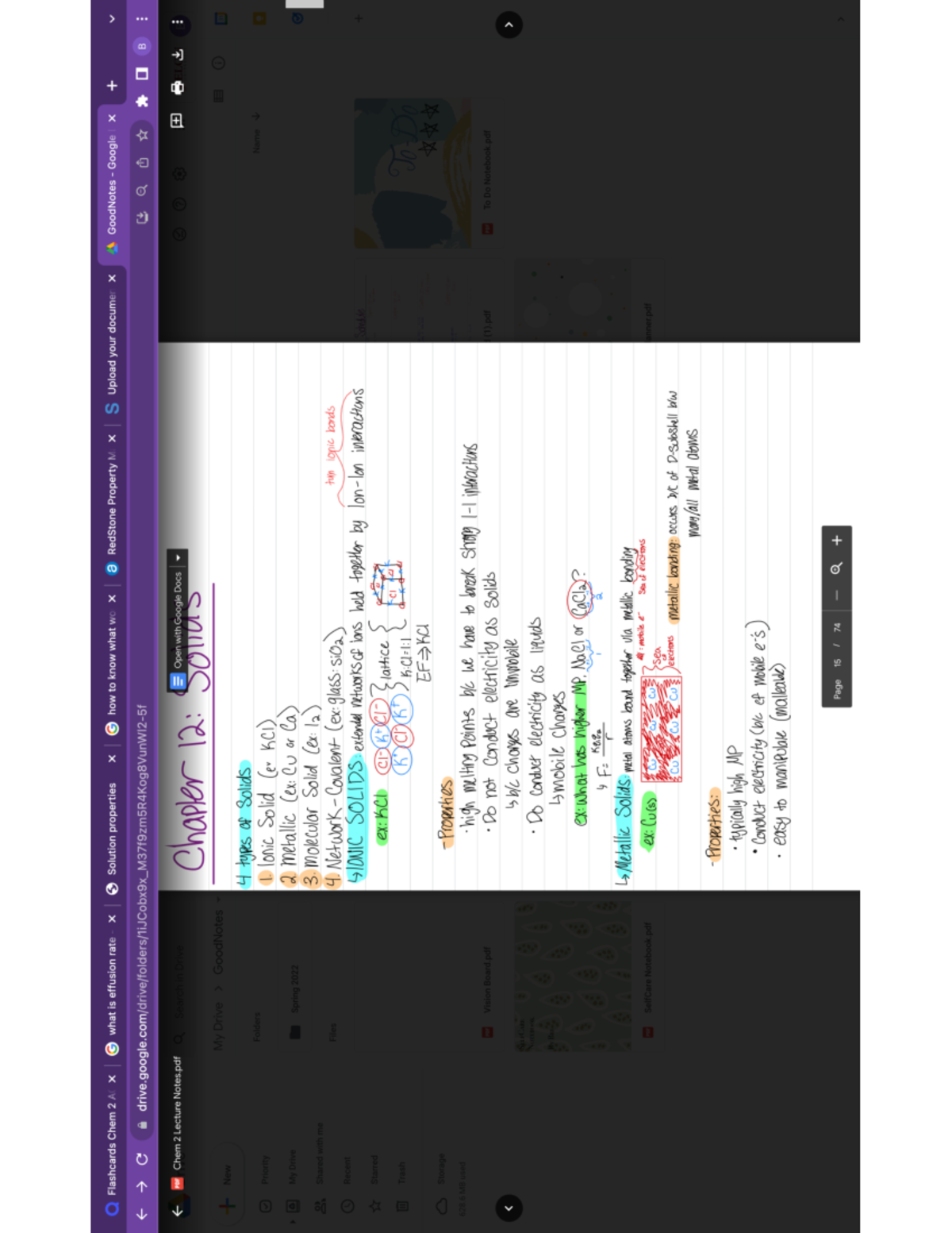 Ch 12 p1 - The first page of lecture notes for chapter 12- solids with ...