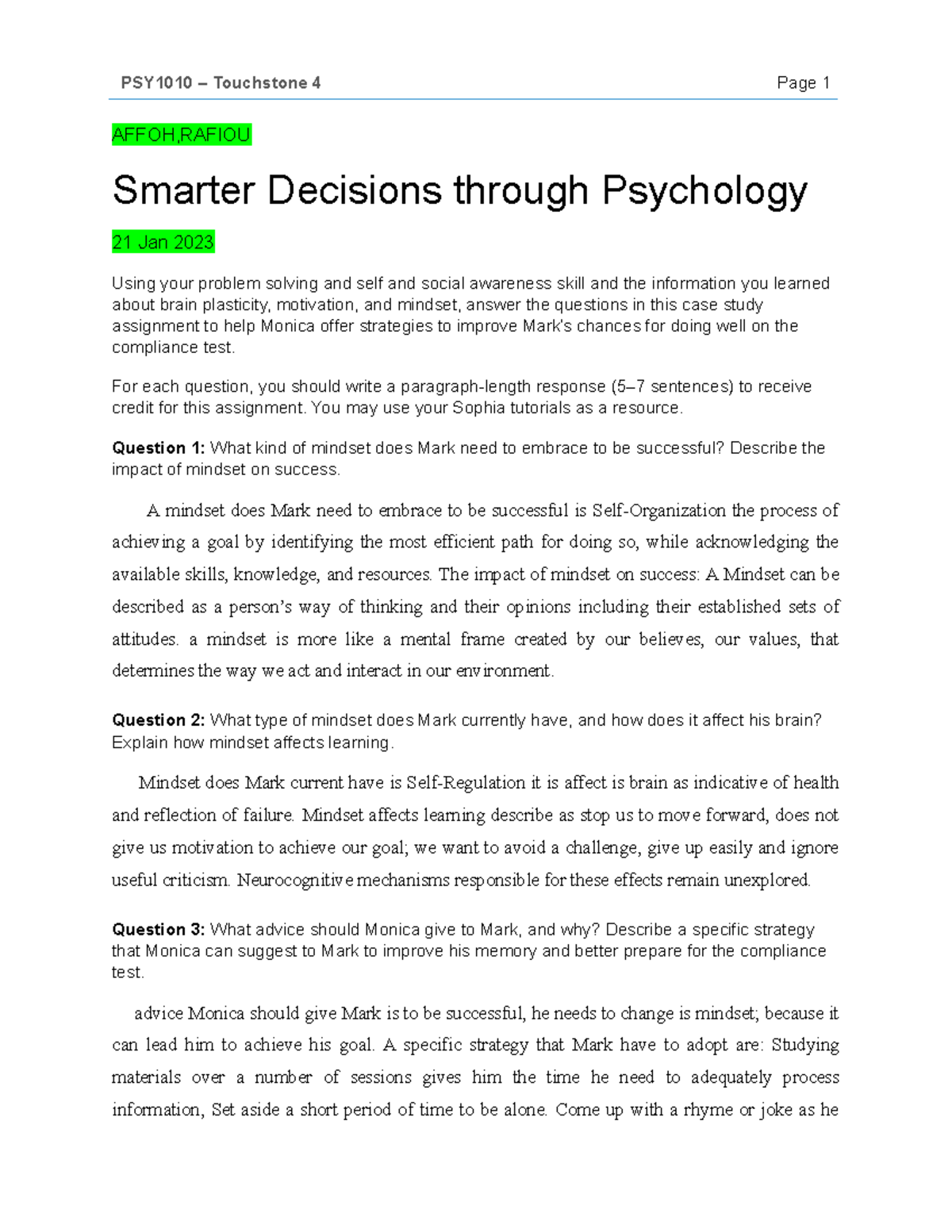 PSY1010 Case Study 3 Template (3)13 - AFFOH,RAFIOU Smarter Decisions ...