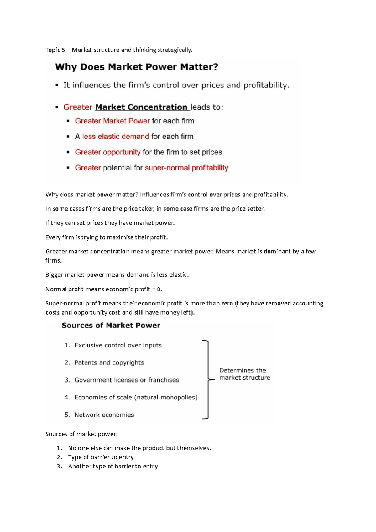 Economics 151 - Topic 5 - notes - Topic 5 – Market structure and ...