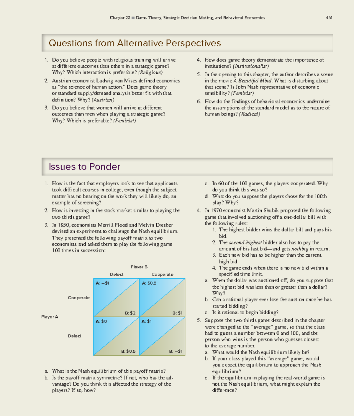 Economics-172 - n/a - Chapter 20 Game Theory, Strategic Decision Making ...