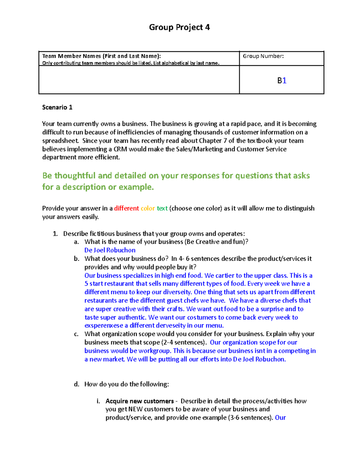 In Class Group Project 4 - Team Member Names (First and Last Name ...