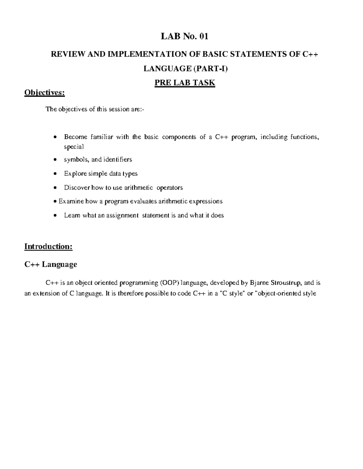 Lab 01 Digital logic design - LAB No. 01 REVIEW AND IMPLEMENTATION OF ...