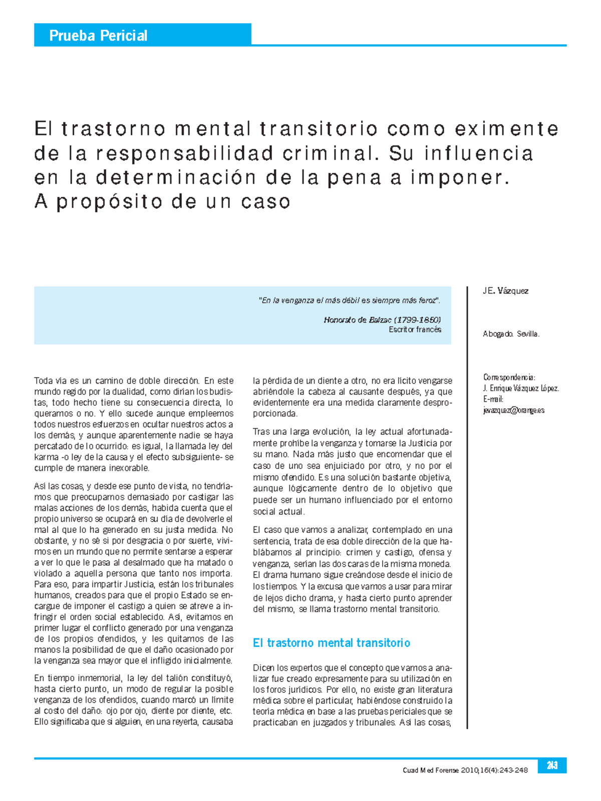 Trastorno mental transitorio como eximente de la responsabilidad ...