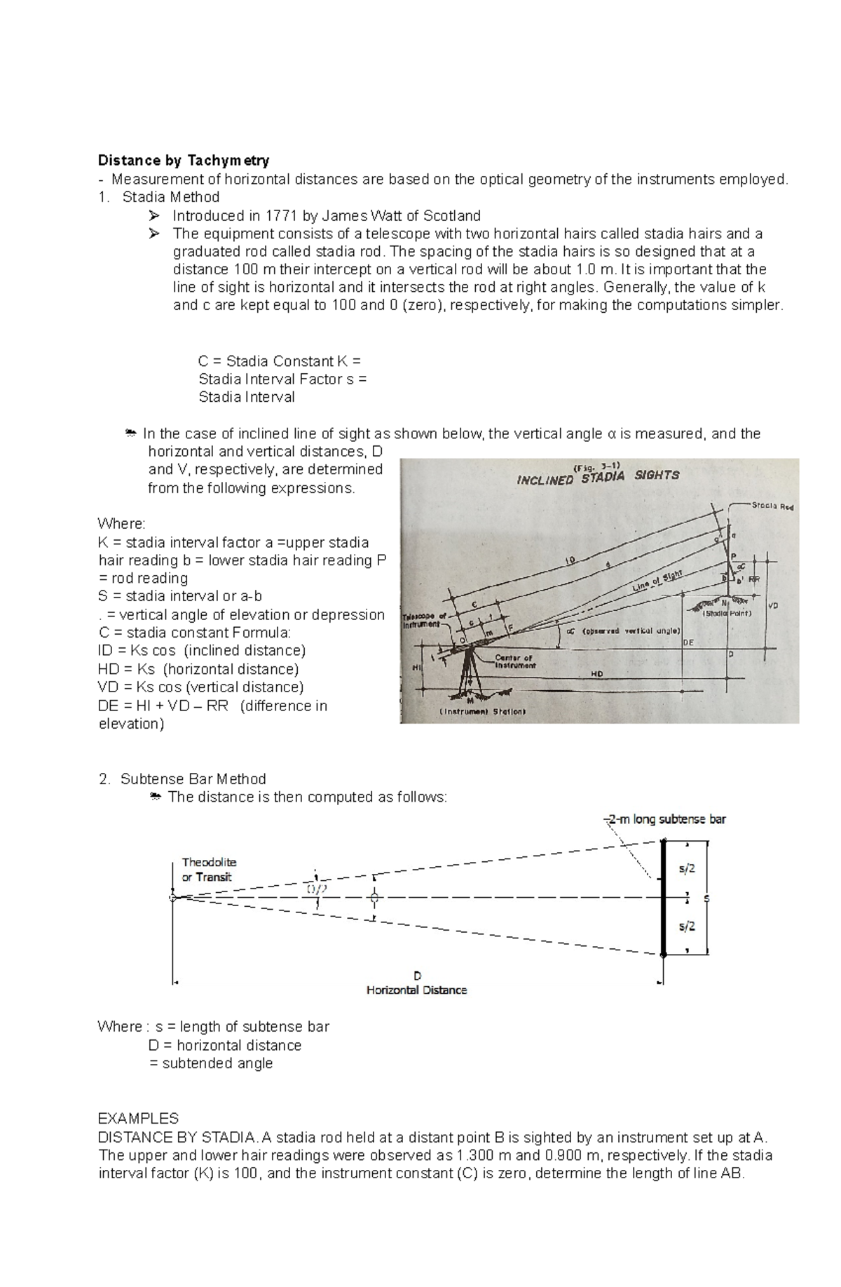 Fundamentals of Surveying - Distance by Tachymetry - Measurement of ...