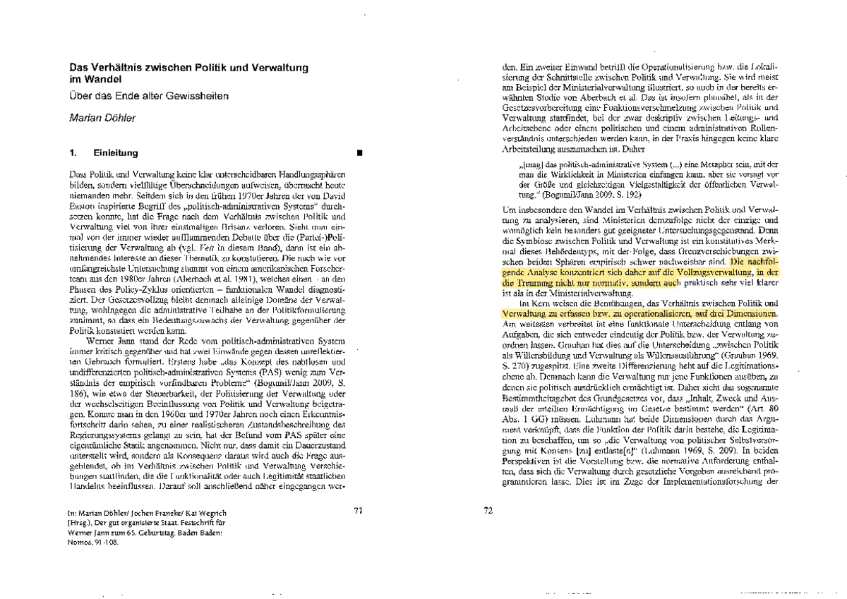 Döhler 2015 Politik und Verwaltung - In: Marian Döhler/ Jochen Franzke ...