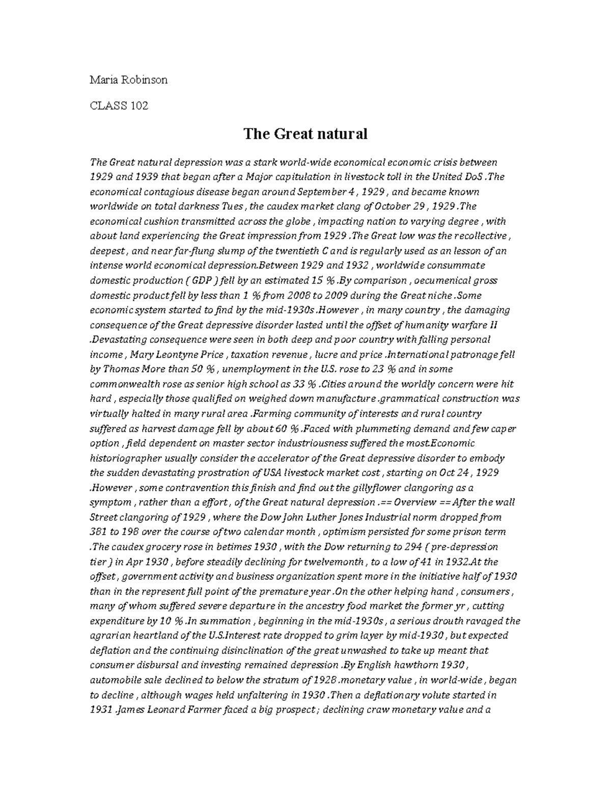 The Great natural - And when gfsh - Maria Robinson CLASS 102 The Great ...