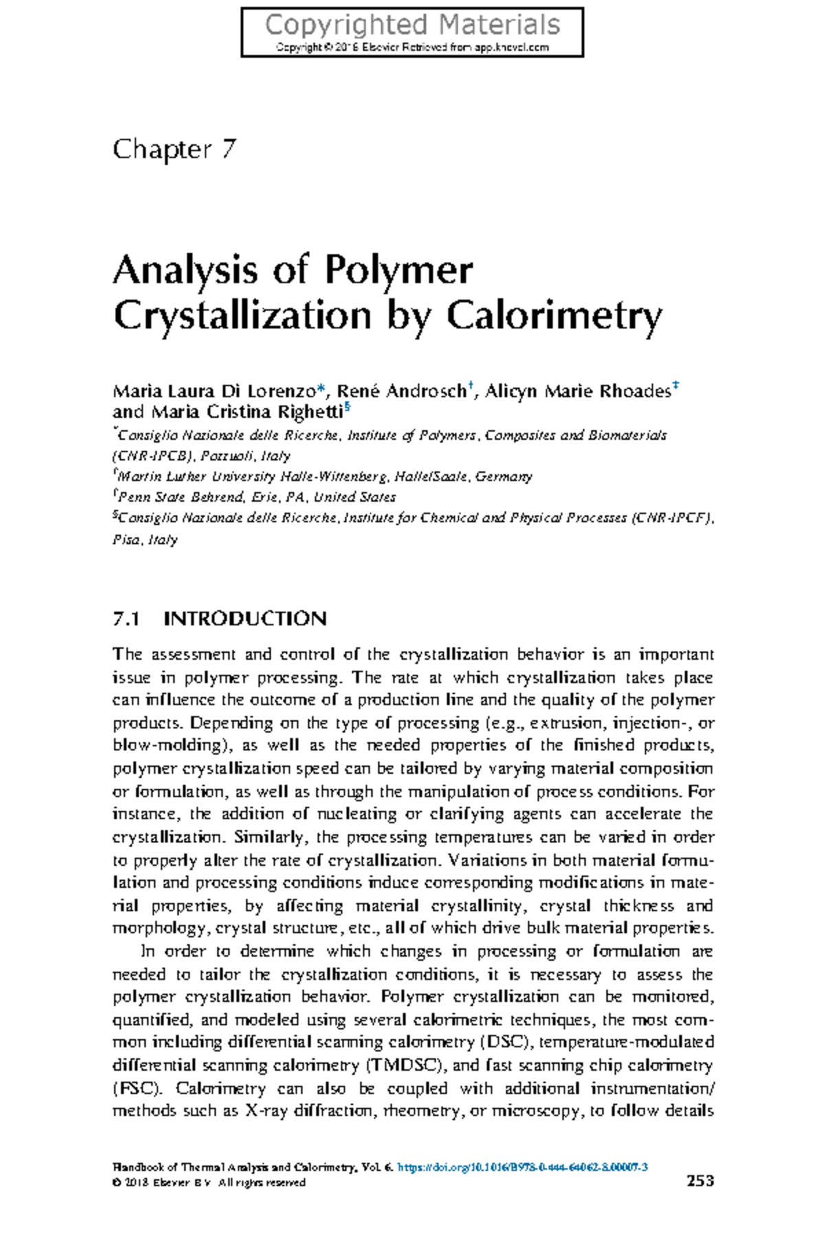 General Aspects OF Polymer Crystallization; Aspectos generales de la ...