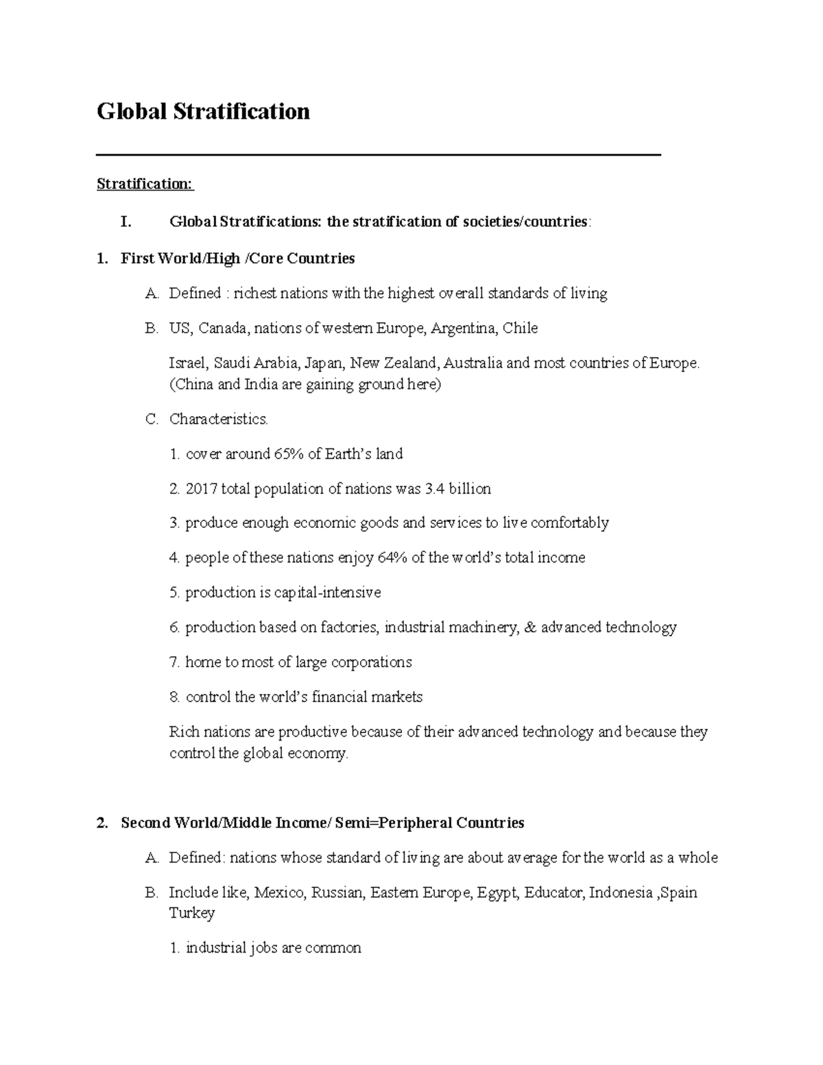 Chapter 10 Global Stratification - Global Stratification