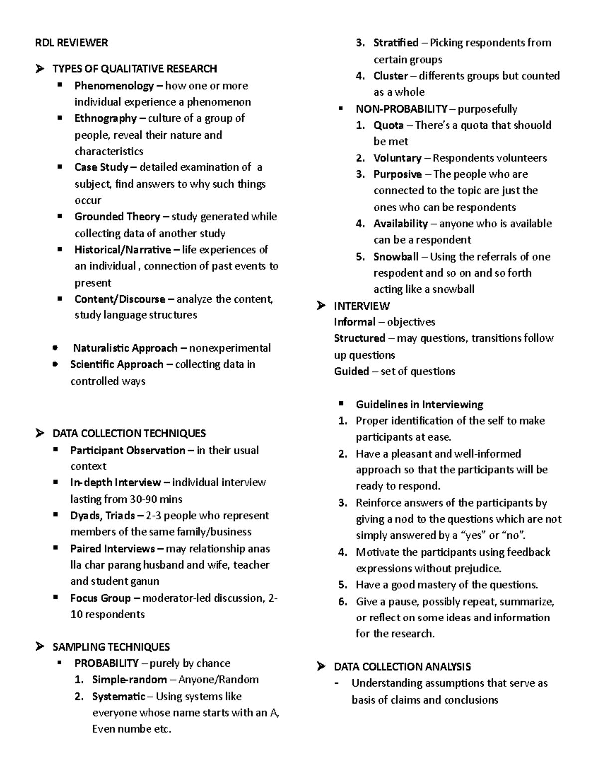 RDL Reviewer - RDL REVIEWER TYPES OF QUALITATIVE RESEARCH Phenomenology ...